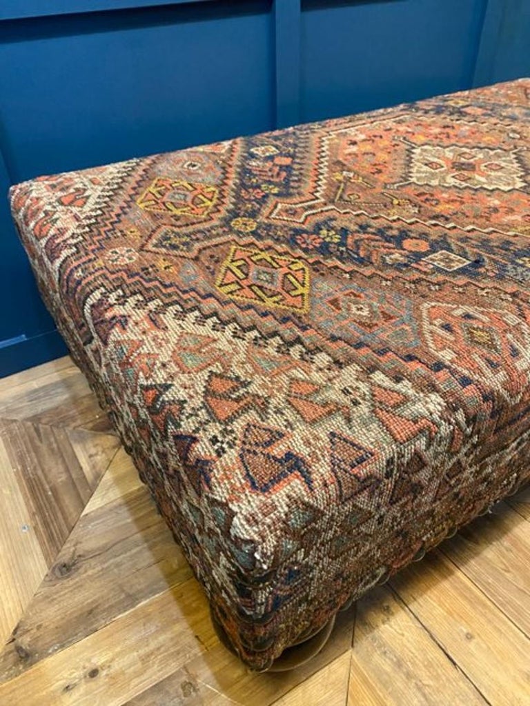 Modern Handmade English Ottoman Upholstered in Turkish Carpet with Bun ...