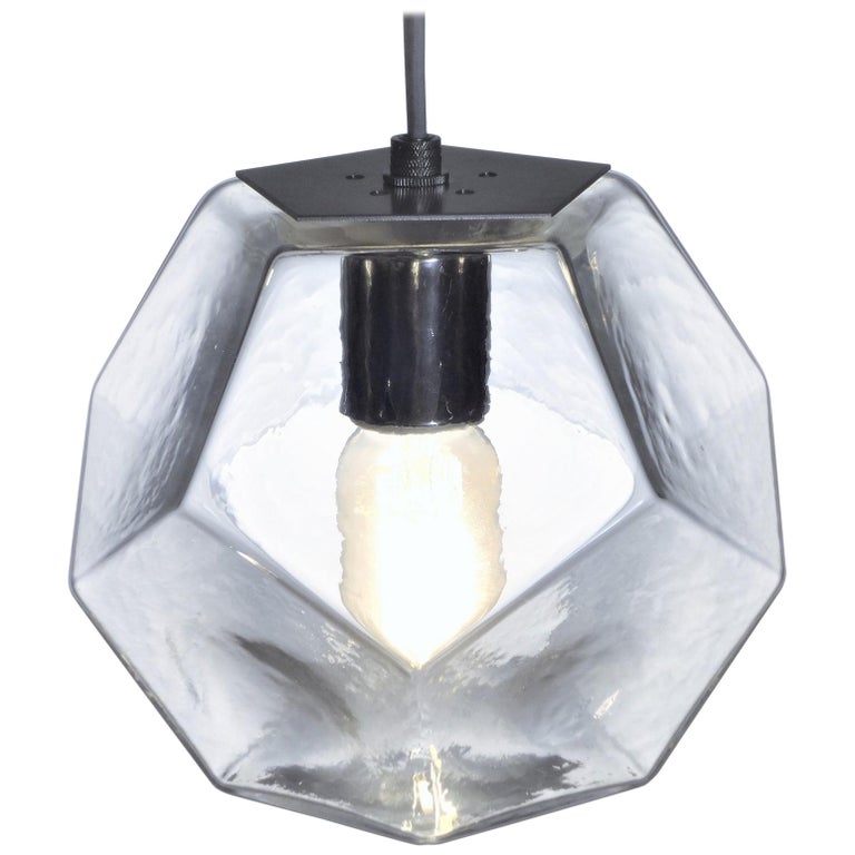 Modern Handmade Glass Lighting - Hedron Series Pendant in Clear ...