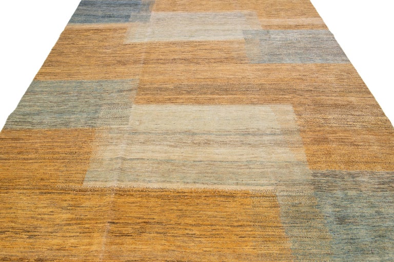 Modern Handmade Sahar Sedeh Gabbeh Persian Wool Rug with Camel Color ...