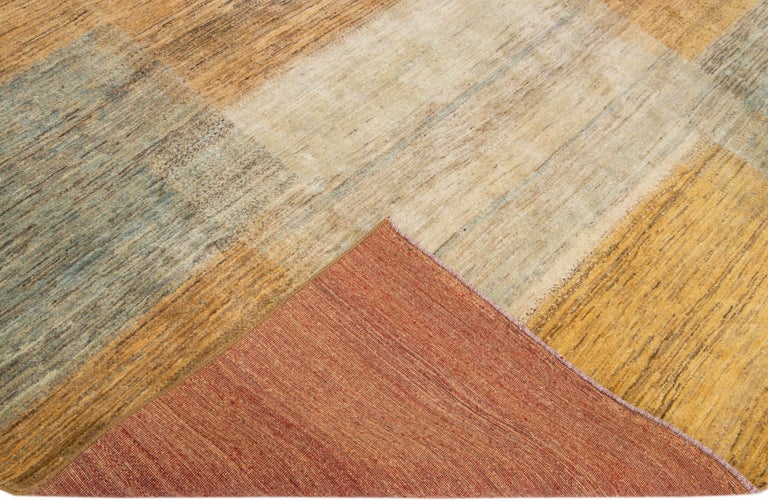 Modern Handmade Sahar Sedeh Gabbeh Persian Wool Rug with Camel Color ...