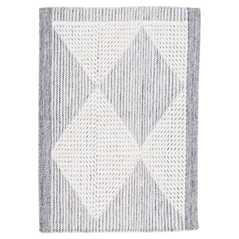 Modern Handmade Swedish Style Custom Grey Wool Rug For Sale at 1stDibs