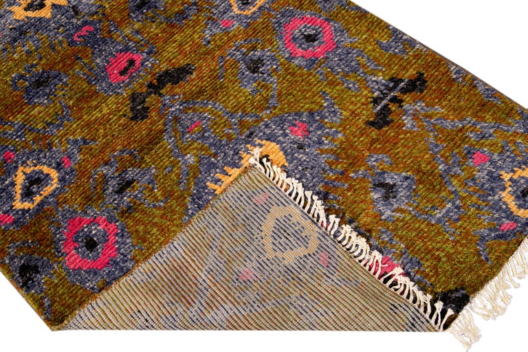 Modern Handmade Yellow Designed Wool Runner For Sale at 1stDibs