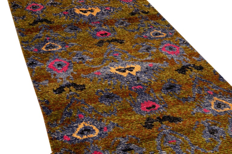 Modern Handmade Yellow Designed Wool Runner For Sale at 1stDibs