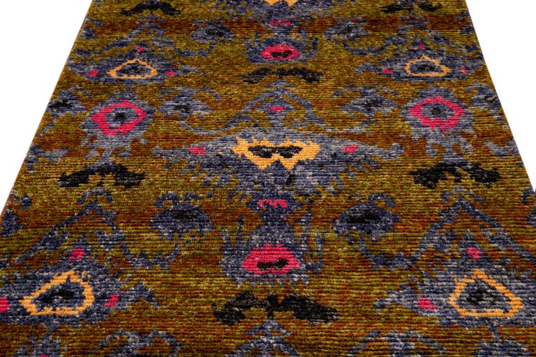 Modern Handmade Yellow Designed Wool Runner For Sale at 1stDibs