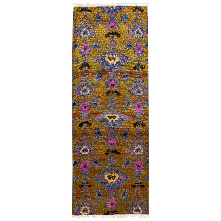Modern Handmade Yellow Designed Wool Runner For Sale at 1stDibs