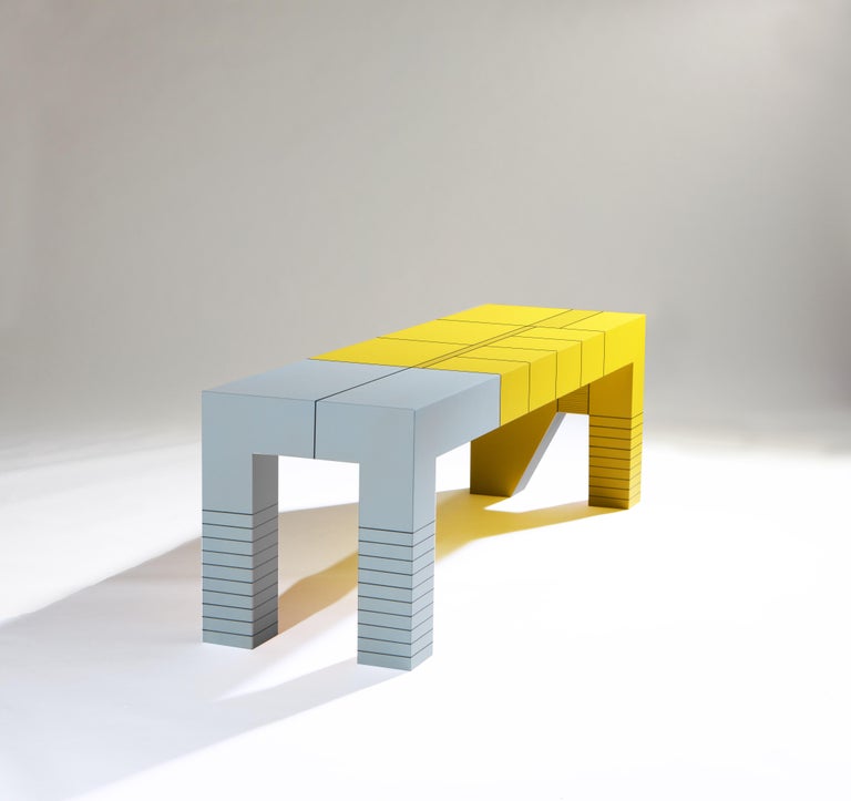 Modern Handpainted Hardwood Bench CoffeeTable Dilmos Colourful ...