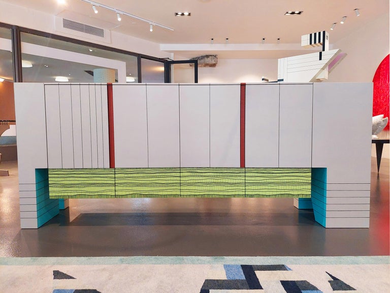 Modern Handpainted Hardwood Cupboard Storage Dilmos Colourful Geometric ...