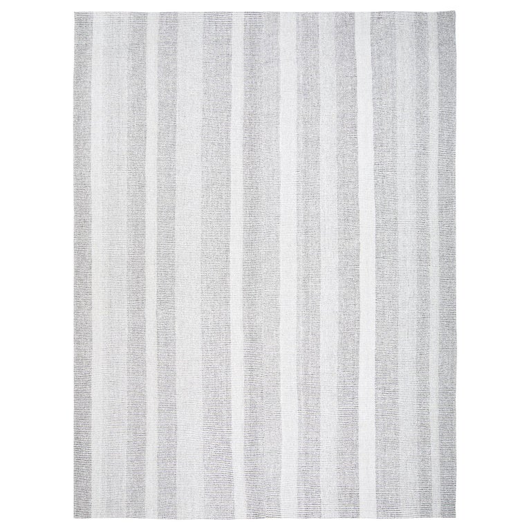 Modern Handwoven Flatweave Stripe Rug in Grey and Ivory Color For Sale ...