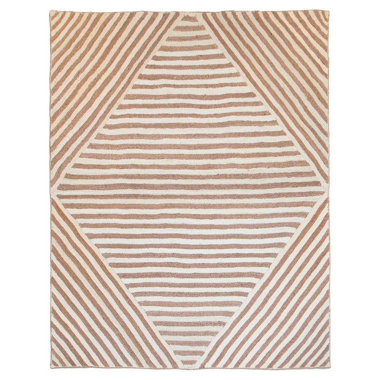 Modern Handwoven Jute Carpet Rug in Ivory and Light Brown Diamond For ...