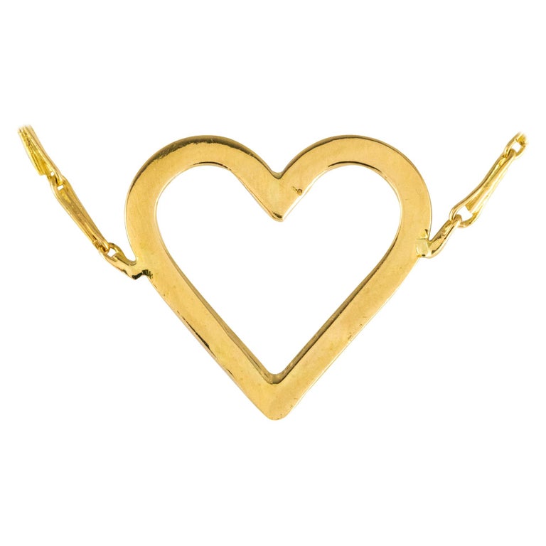 Modern Heart Pattern 18 Karat Yellow Gold Necklace at 1stDibs