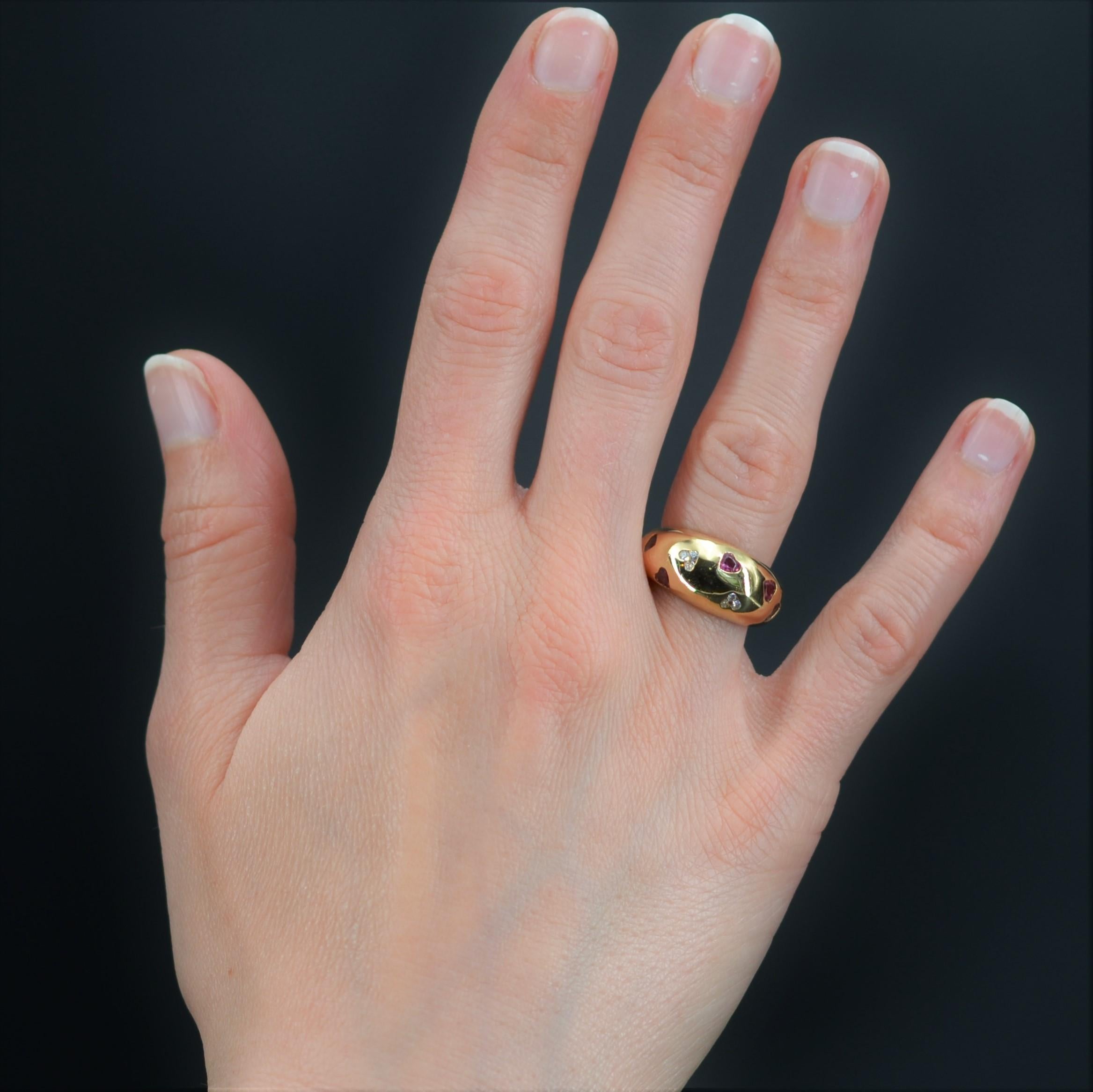 Modern Heart Shape Diamonds and Pink Sapphire 18 Karat Yellow Gold ...