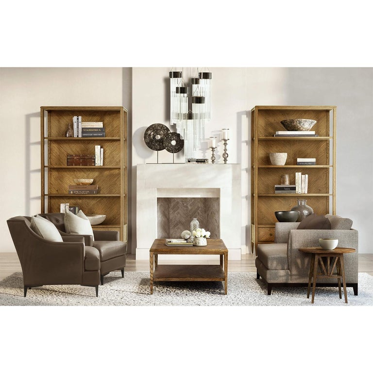 Modern Herringbone Oak Bookcase - Dark For Sale at 1stDibs