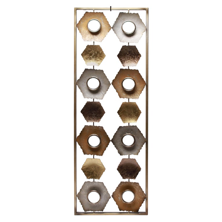 Modern Hexagonal Motif Metal Wall Sculpture For Sale at 1stDibs