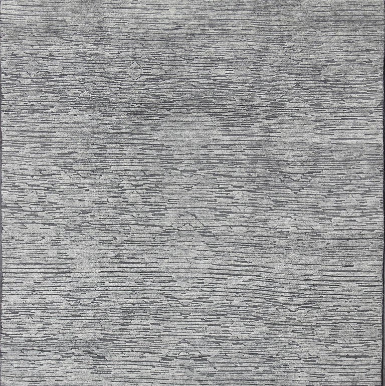 Modern Hi-Low Minimalist Design Rug in Solid White Color Pile and and ...