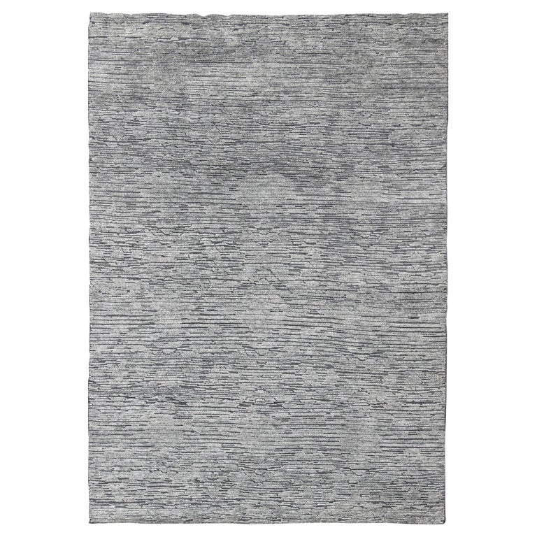 Modern Hi-Low Minimalist Design Rug in Solid White Color Pile and and ...
