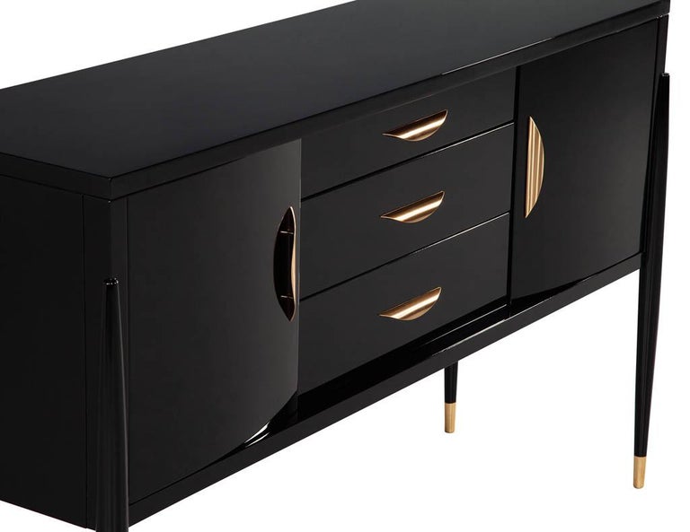 Modern High Gloss Black Lacquer Sideboard For Sale at 1stDibs