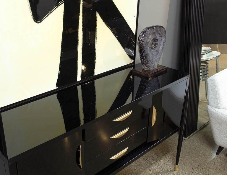 Modern High Gloss Black Lacquer Sideboard For Sale at 1stDibs