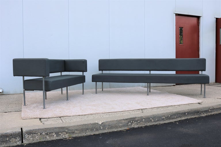 Modern Hightower Longo Floating Sofa Set in Gray Ecosoft Leather ...