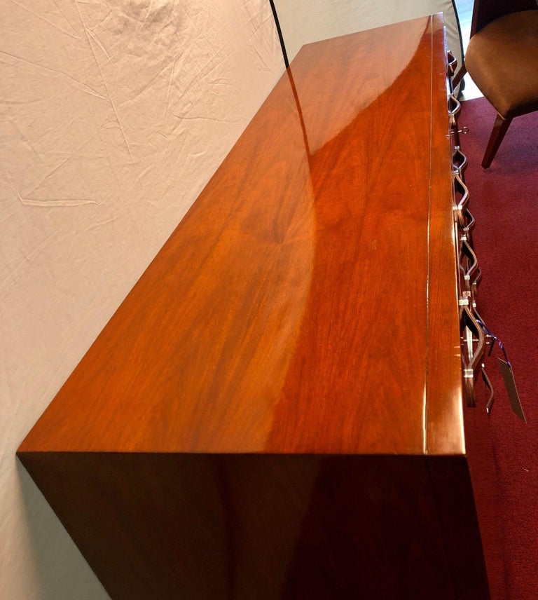 Modern Hollywood Double Chest Mahogany with Leather Pulls Labeled Ralph ...