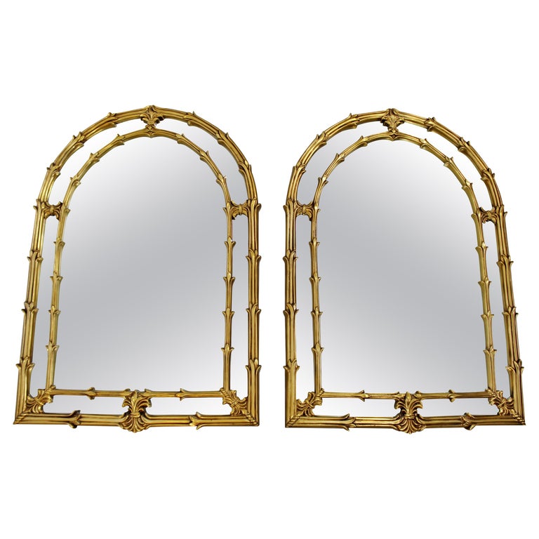 Modern Hollywood Regency Pair of Monumental Italian Gold Gilt Arched ...