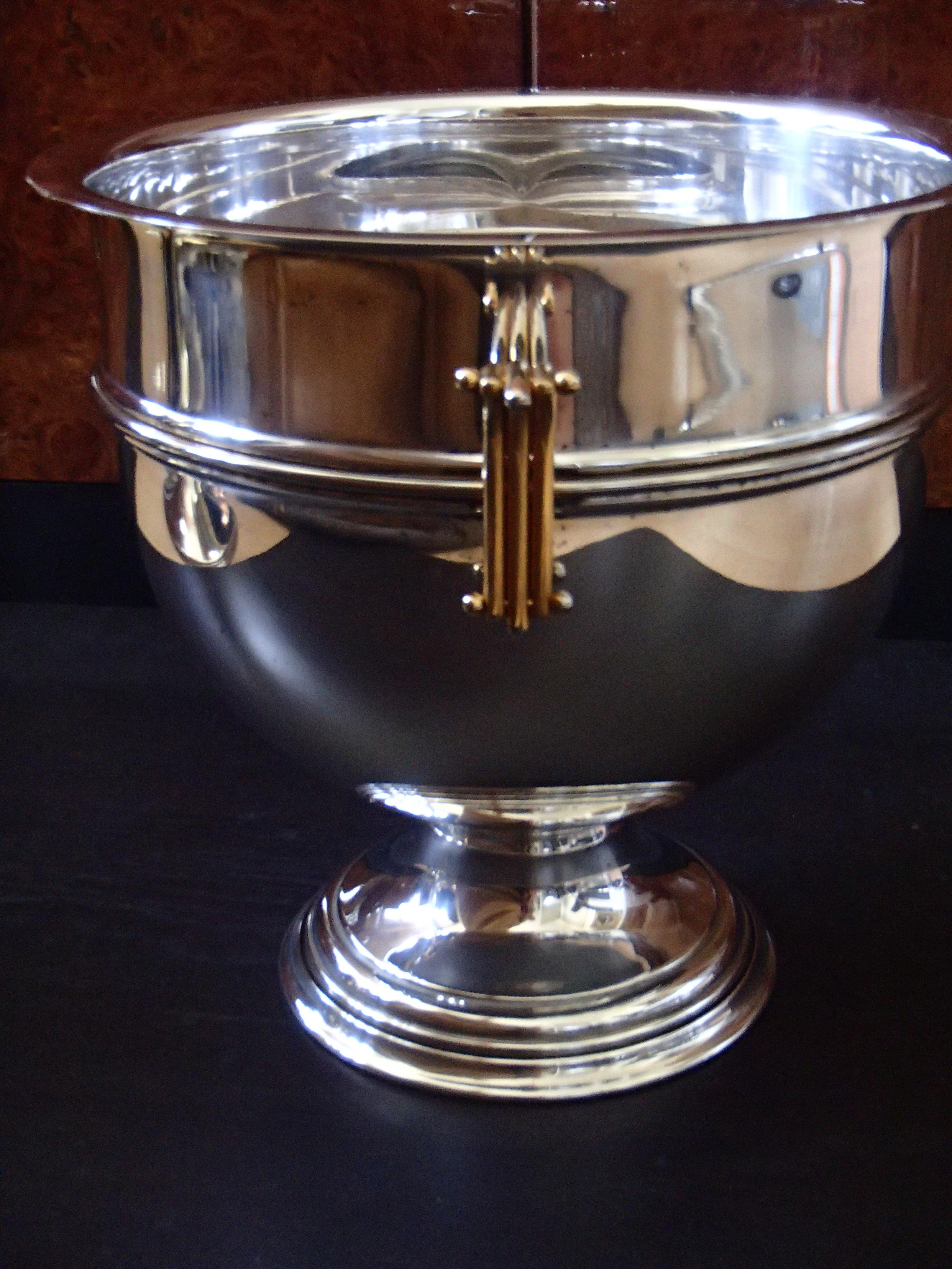 Modern Hugh Wine Cooler with Stand Bras and Silver Plated For Sale at ...