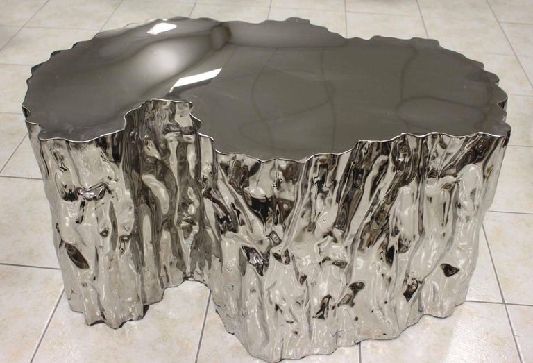 Modern "Iceberg" Coffee Table in Polished Stainless Steel at 1stDibs