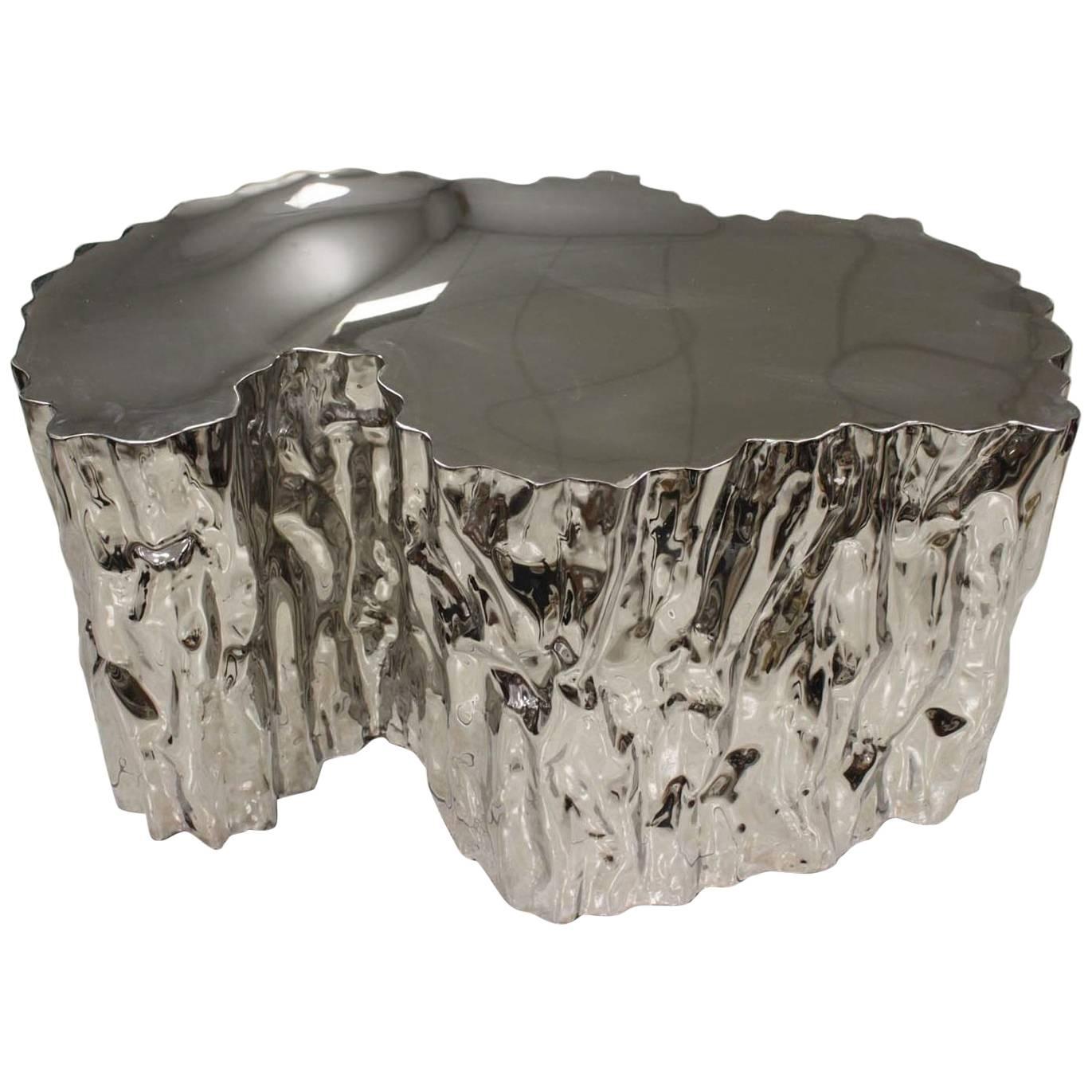 Modern "Iceberg" Coffee Table in Polished Stainless Steel at 1stDibs