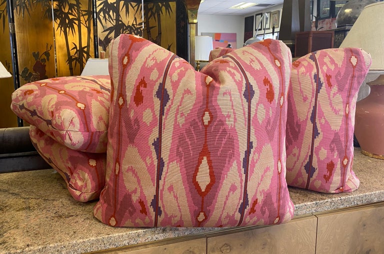 Steve Chase Modern Ikat Print in Pink and Tan Designed Pillows (8 ...