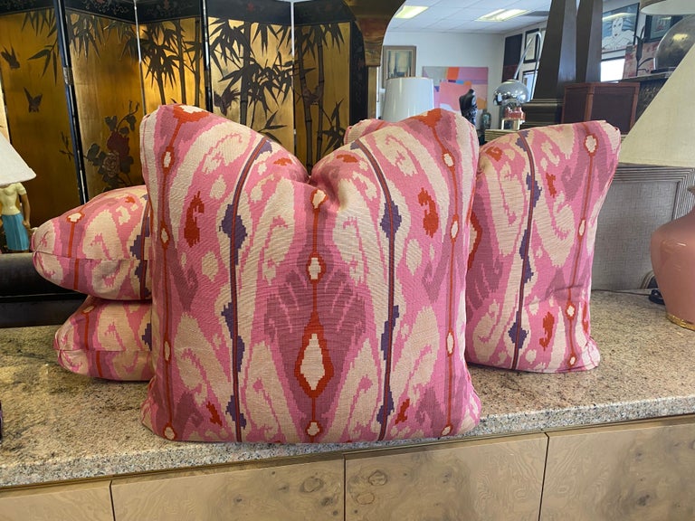 Steve Chase Modern Ikat Print in Pink and Tan Designed Pillows (8 ...