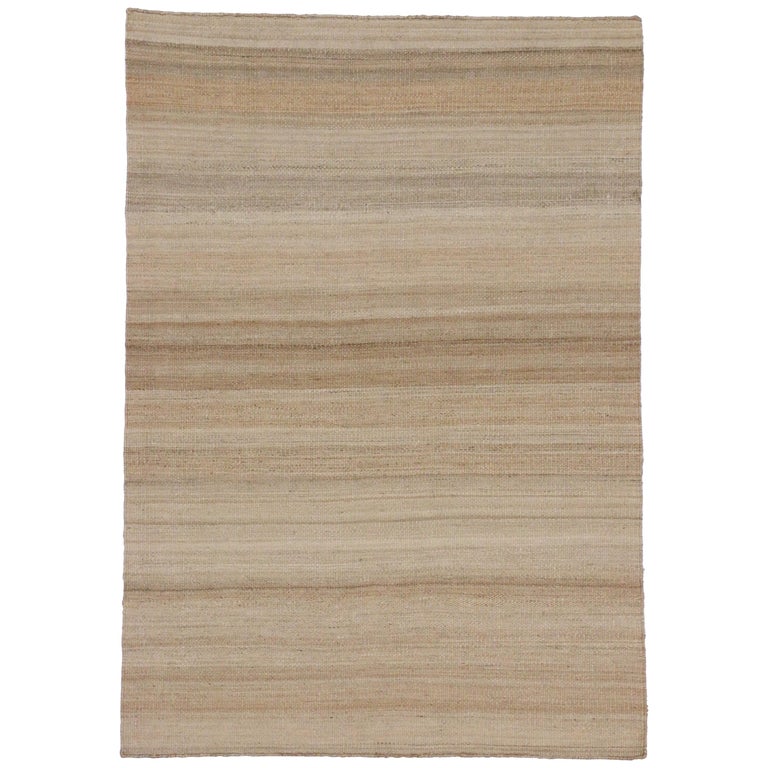 Modern Indian Dhurrie Flat-Weave Kilim Rug with Warm, Neutral Colors at ...