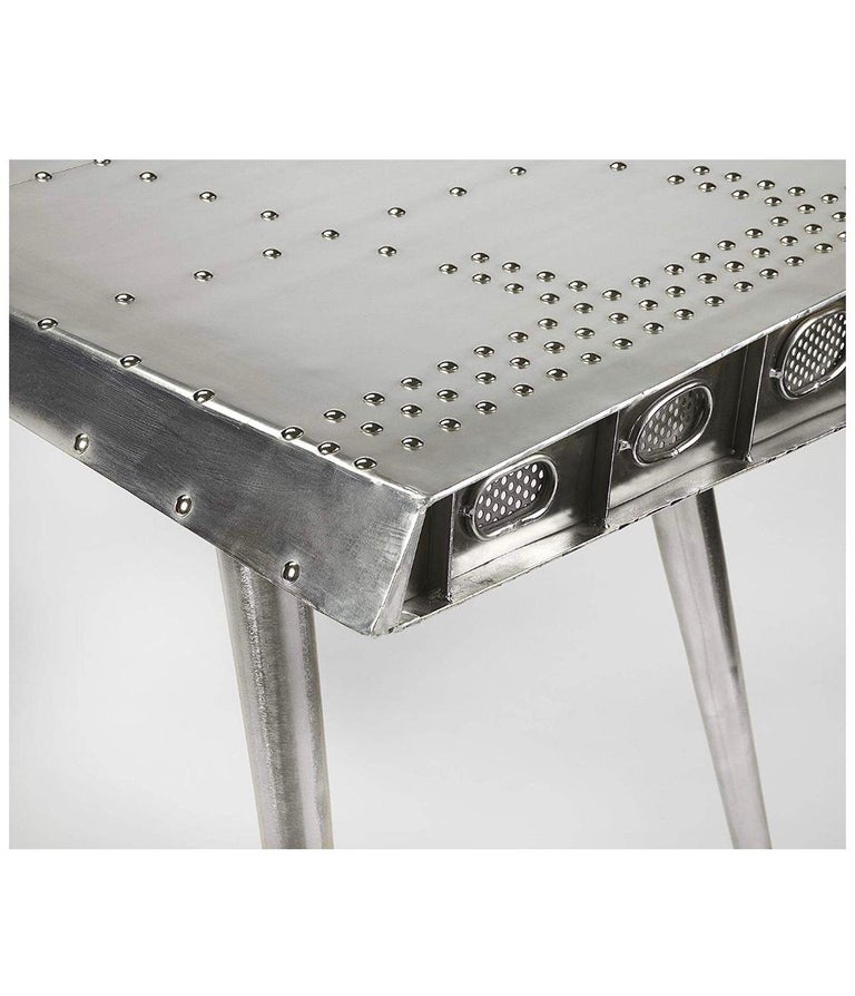 Modern Industrial Silver “Airplane” Wing Writing Desk Table at 1stDibs