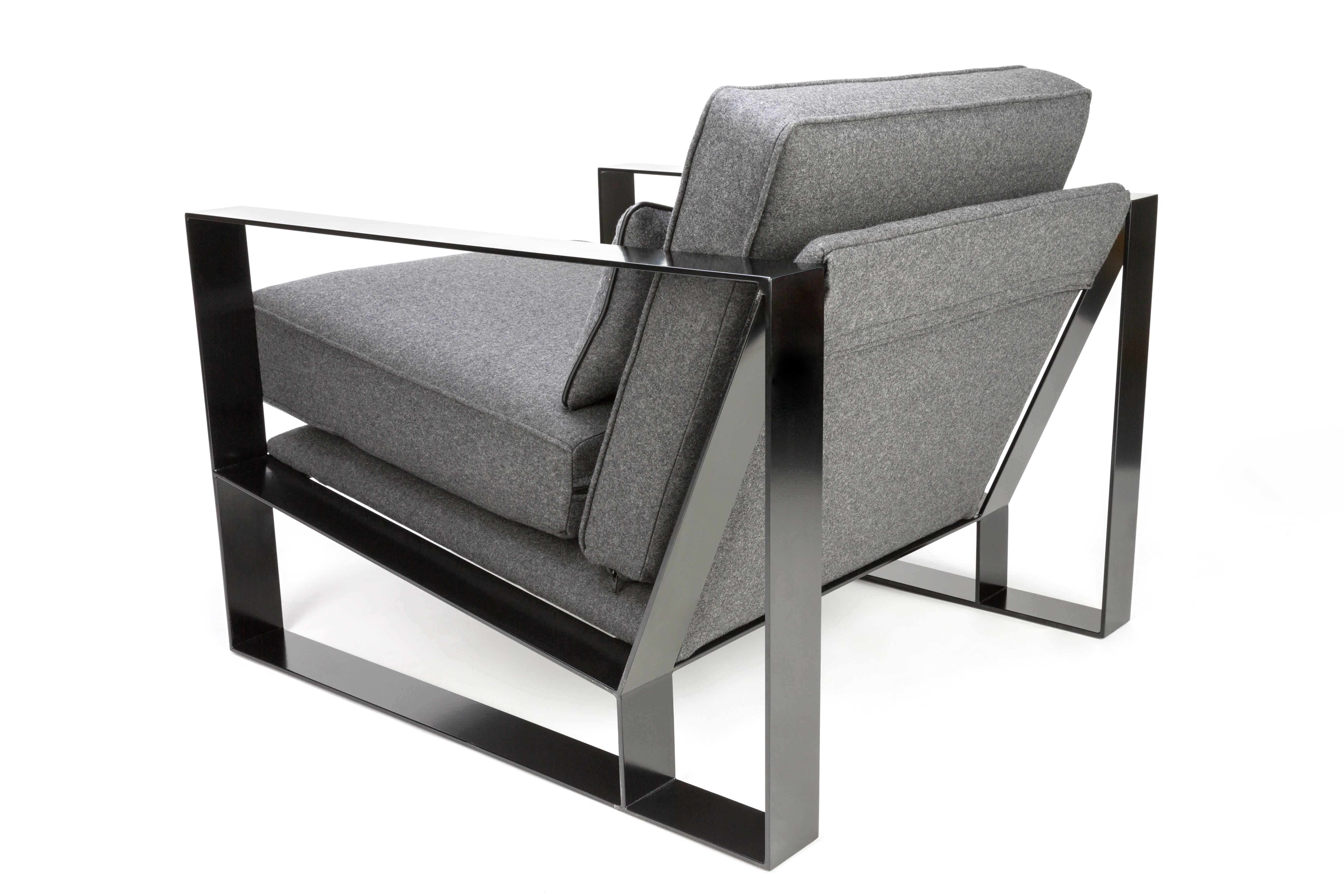 Modern Industrial Cronos I Armchair in Steel Powder Coated and Velvet ...