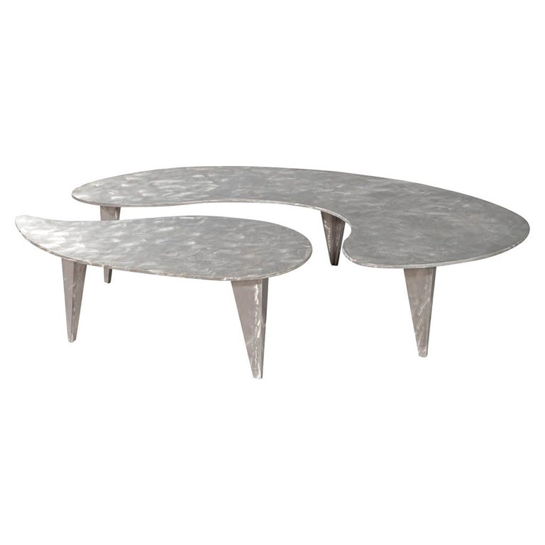 Modern Industrial Design Steel Two Piece Coffee Table Set at 1stDibs
