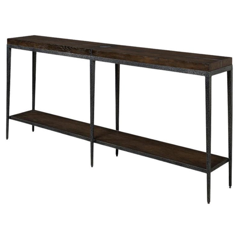 Modern Industrial Iron and Oak Console, Artisan Grey For Sale at 1stDibs