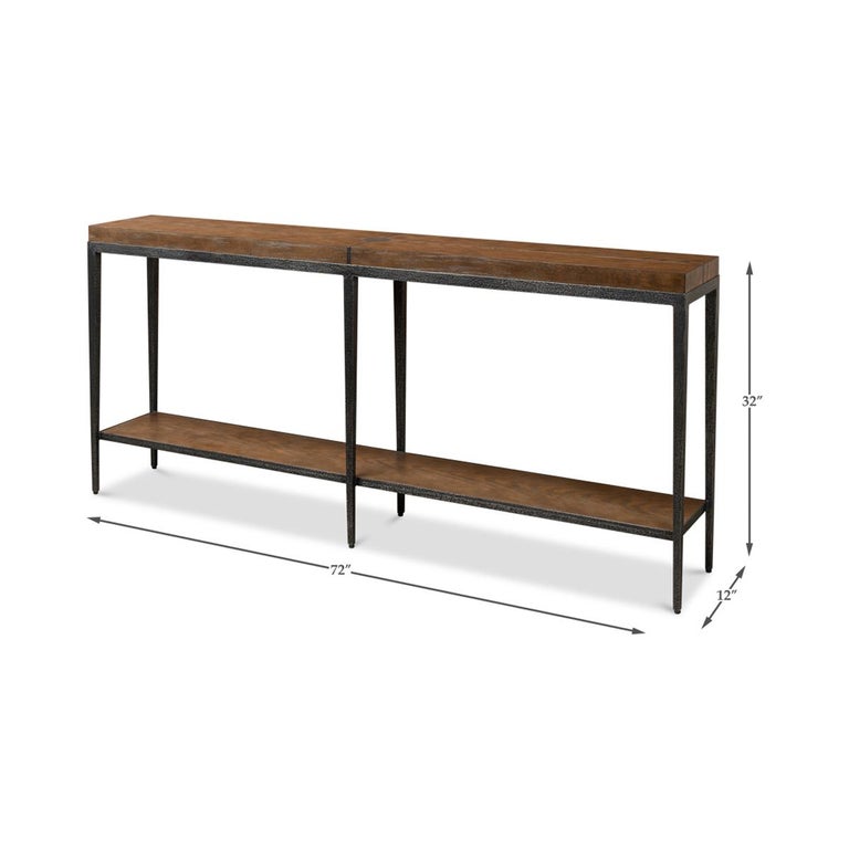 Modern Industrial Iron and Oak Console For Sale at 1stDibs