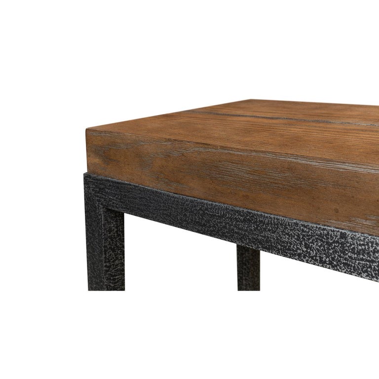 Modern Industrial Iron and Oak Console For Sale at 1stDibs