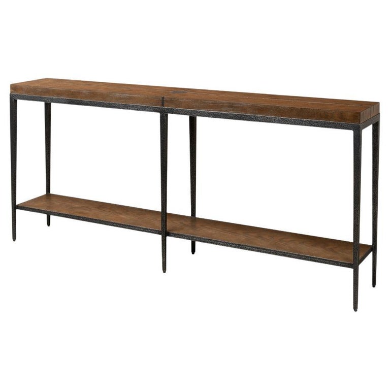 Modern Industrial Iron and Oak Console For Sale at 1stDibs
