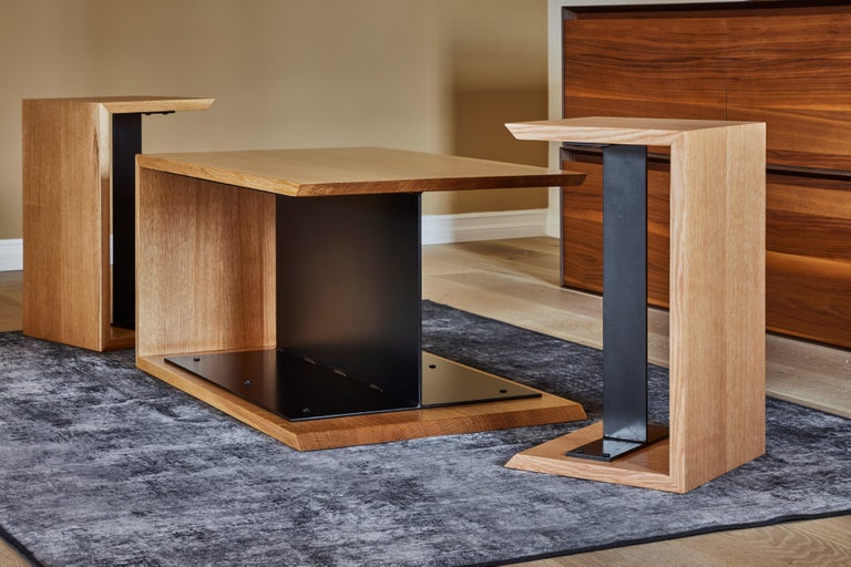 Modern Industrial Oak and I-Beam Steel Base Coffee Table by Carlo ...