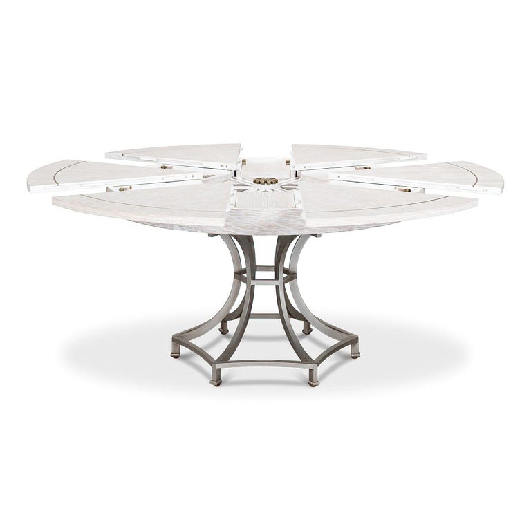 Modern Industrial Round Dining Table, White Wash For Sale at 1stDibs
