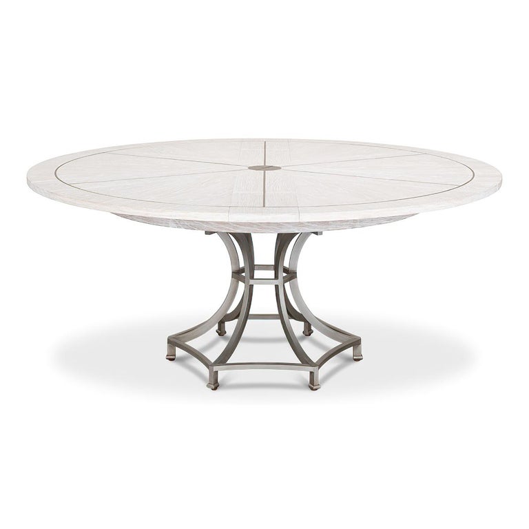 Modern Industrial Round Dining Table, White Wash For Sale at 1stDibs