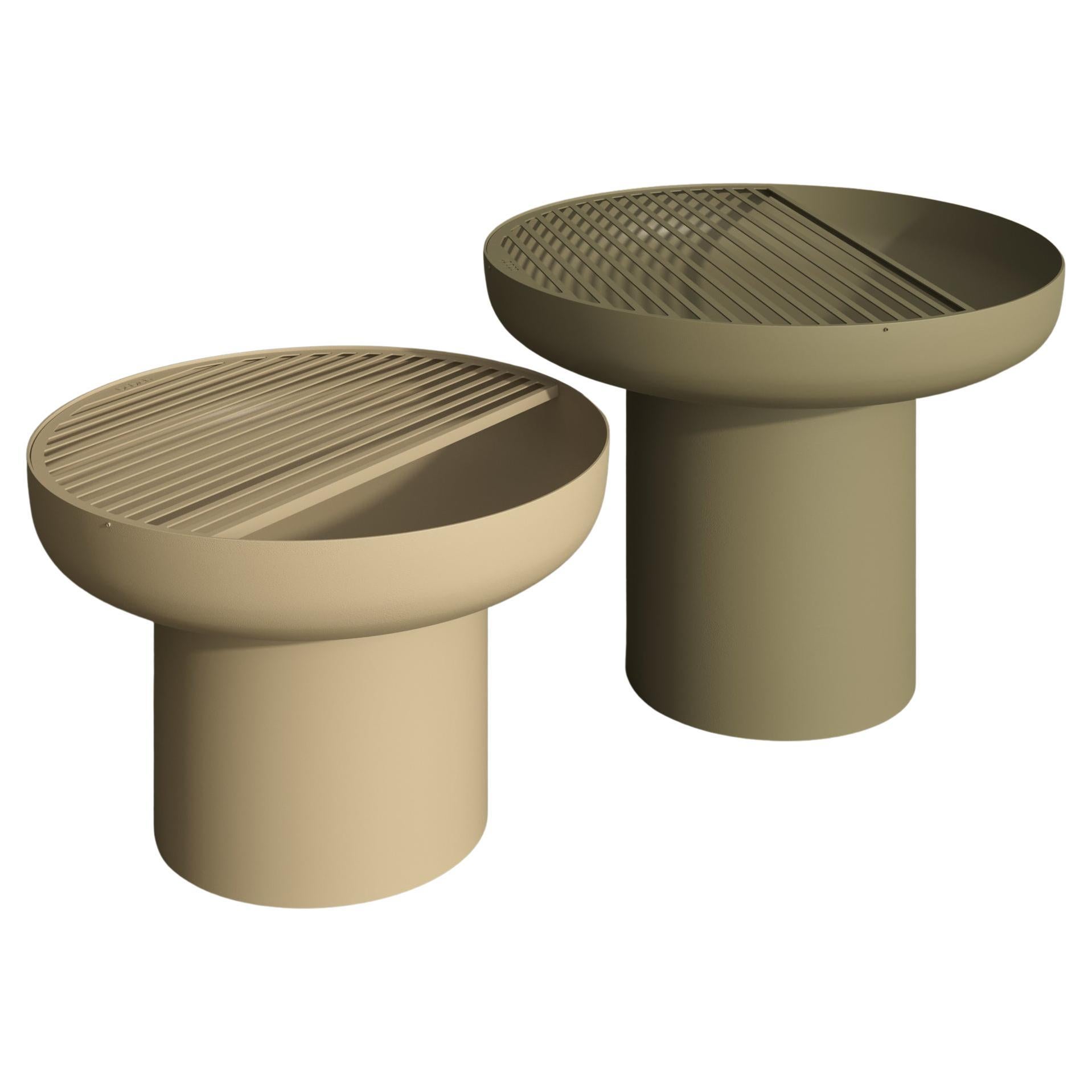 Double Coffee Table in Handcrafted Colorless Varnished Steel For Sale ...