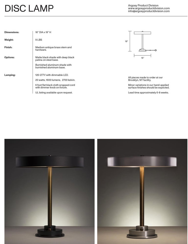 Modern Industrial Table Lamp with Burnished Aluminum Shade and Brass ...