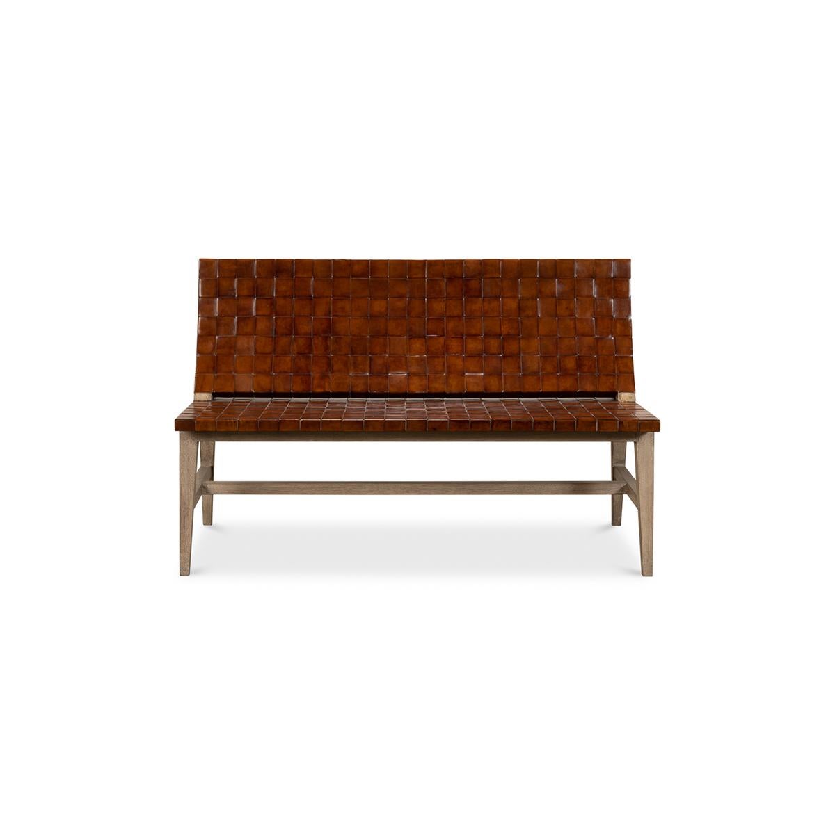 Modern Industrial Woven Bench at 1stDibs | woven bench with back