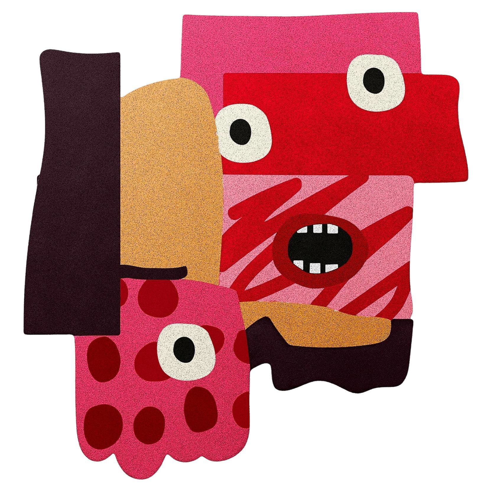 Irregular Shape Hand-Tufted Modern Abstratct Print Rug Viva Magenta and ...