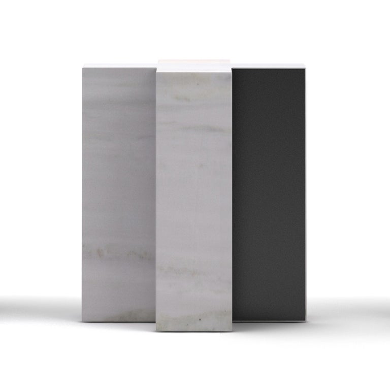 Modern Ismini Side Table in White Greek Marble For Sale at 1stDibs