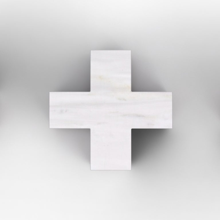 Modern Ismini Side Table in White Greek Marble For Sale at 1stDibs