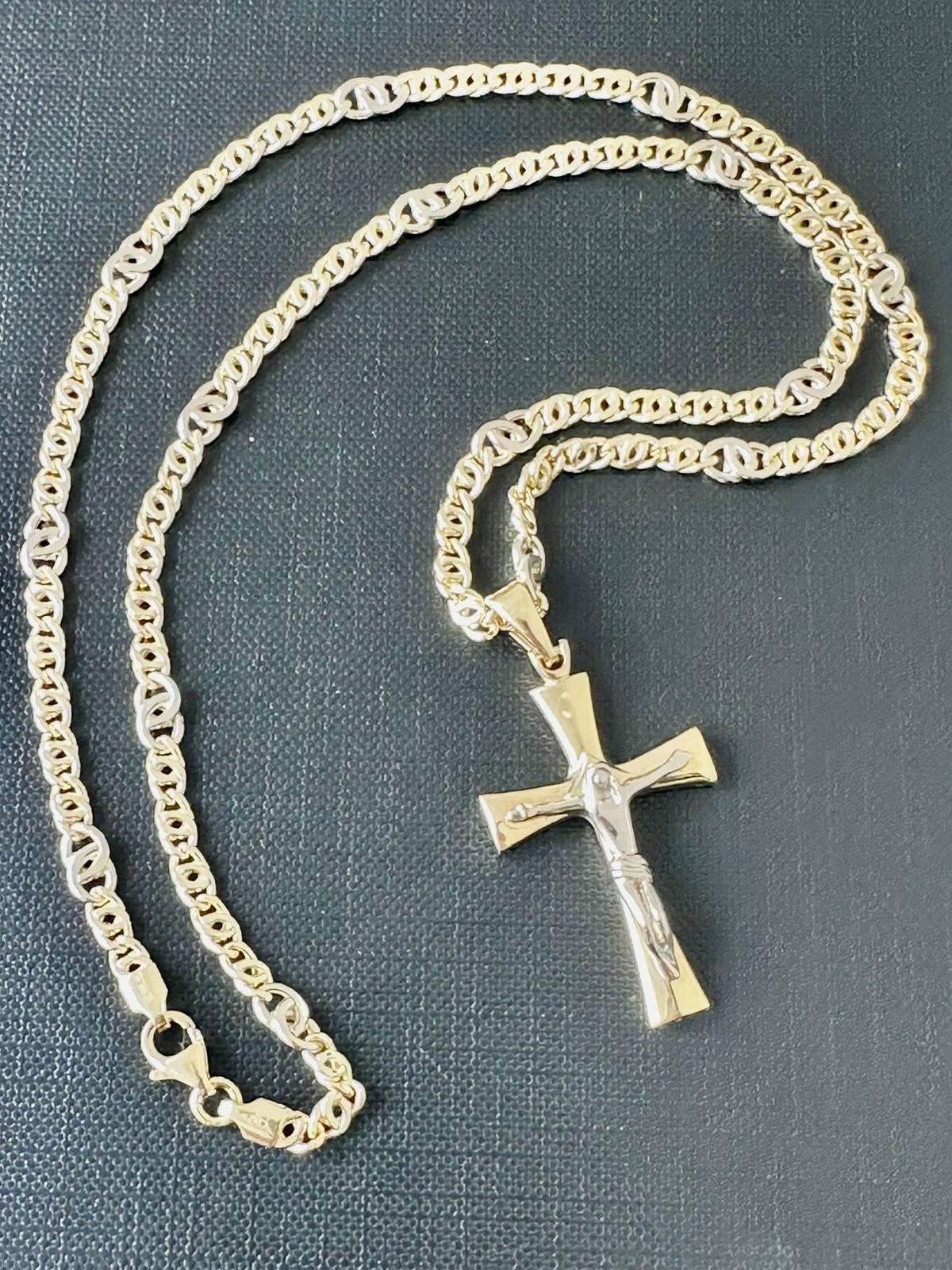 Modern Italian 18 Karat Gold Crucifix with Chain at 1stDibs