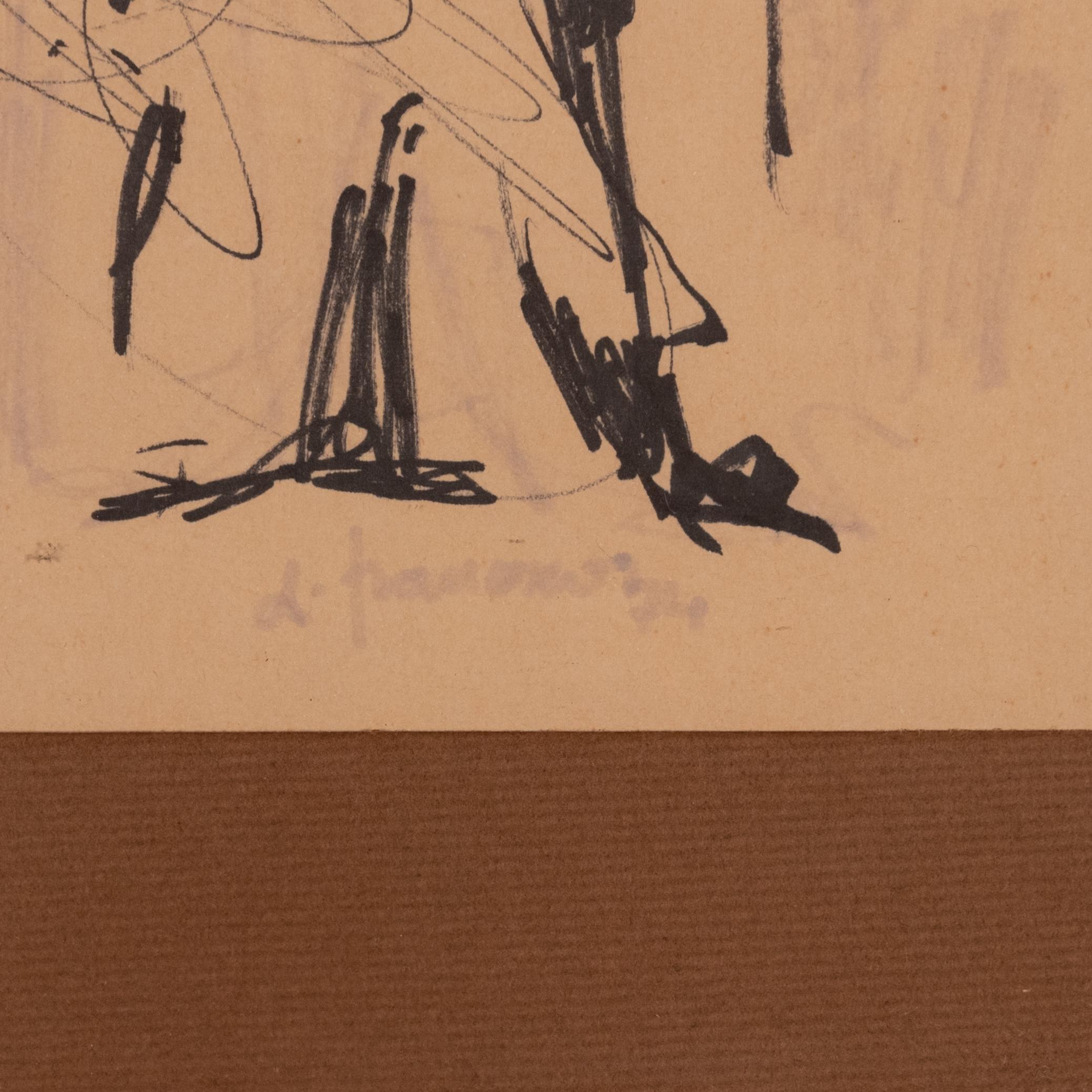 Modern Italian Abstract Signed Drawing For Sale at 1stDibs