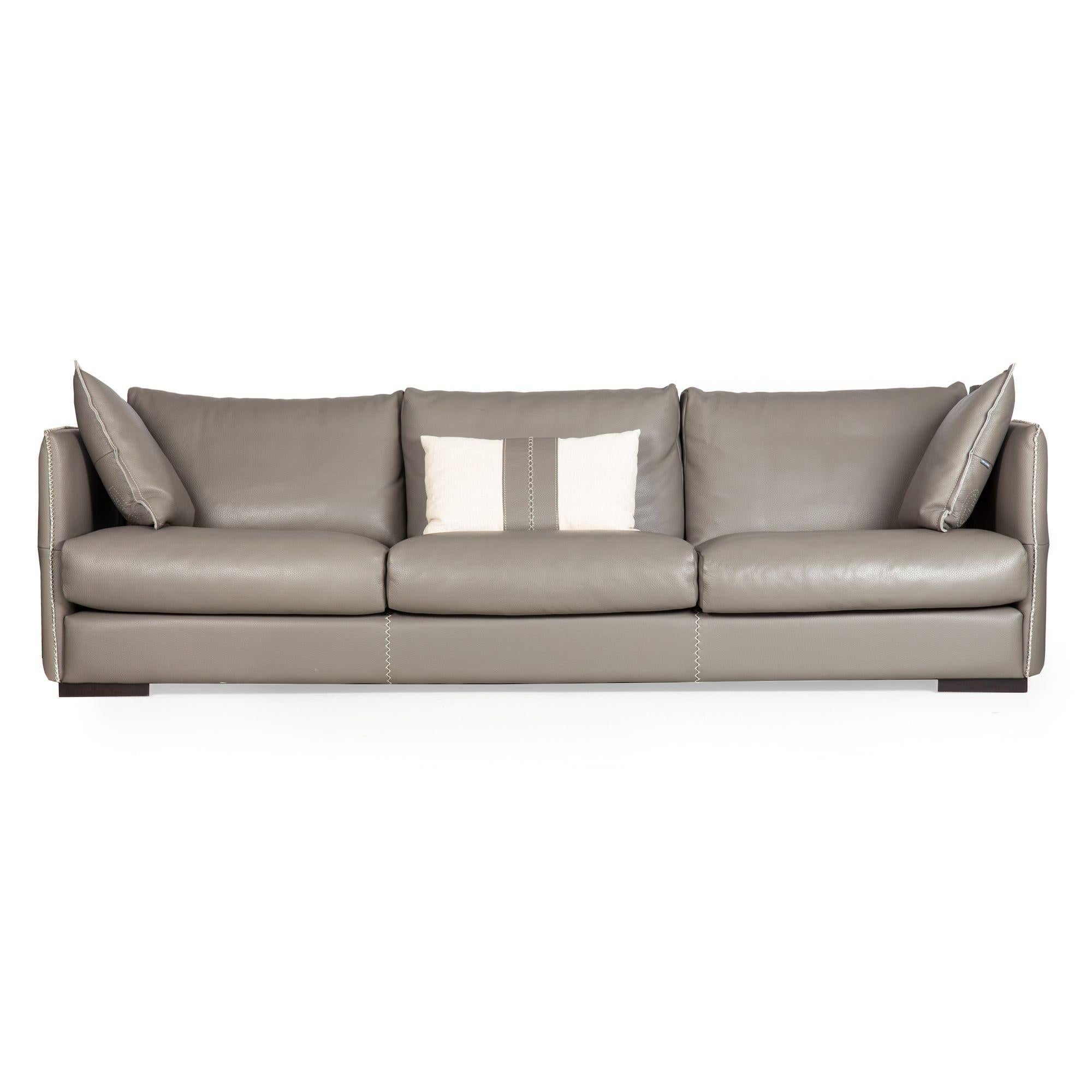 Modern Italian “Alfred” 3-Seater Leather Sofa by Gamma Arredamenti For ...