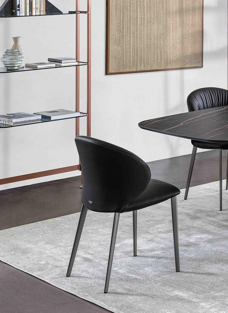 Modern Italian Chair with Metal Frame and Upholstered Seat, Bontempi ...